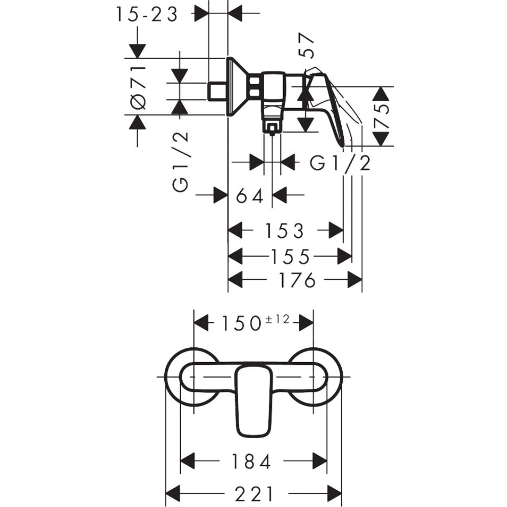 Hansgrohe Logis Single Lever Manual Shower Mixer For Exposed ...