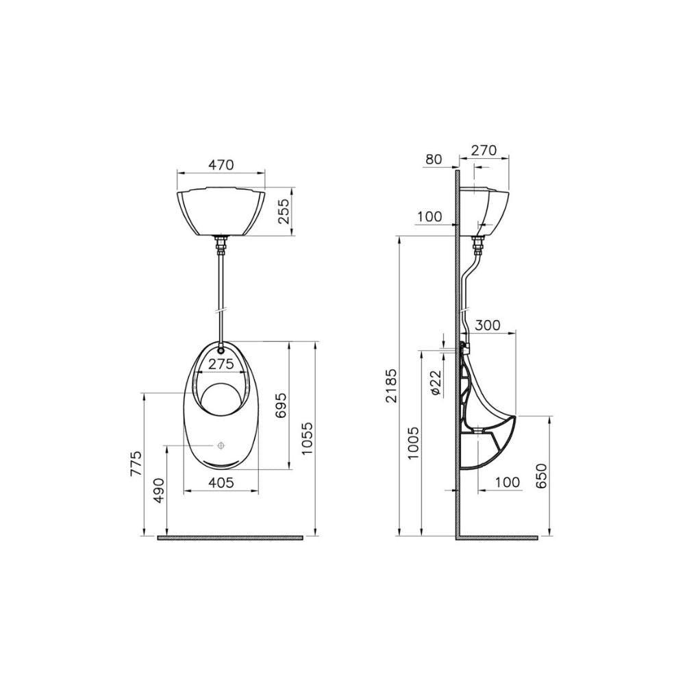 VitrA Urinal w/Concealed Trap - White