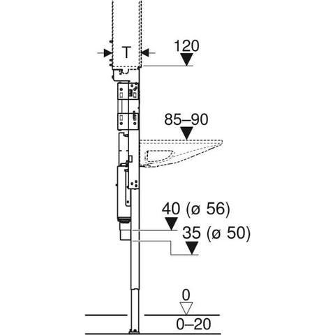 Geberit Duofix Element For One Washbasin and One Wall-Mounted Tap, Roo