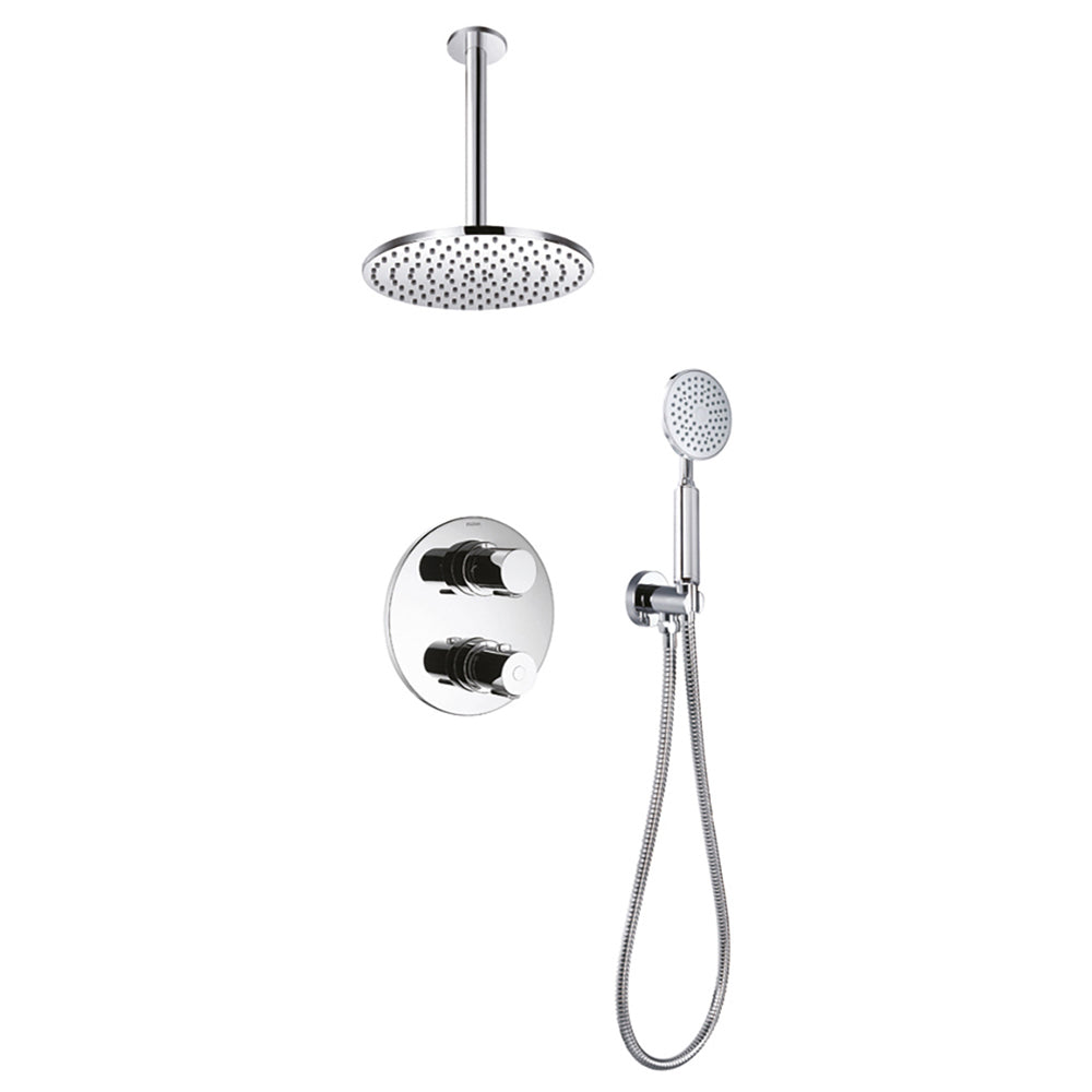Flova Allore 2-Outlet Thermostatic Shower Pack with Rainshower and Han