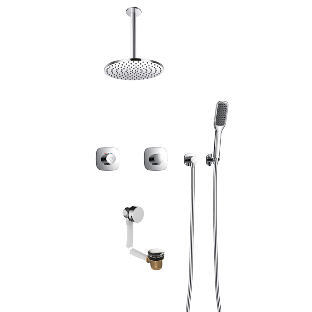 Flova Allore Thermostatic 3-Outlet Shower Pack with Rainshower, Handsh