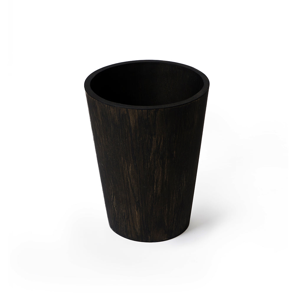 Round Wooden Bin Mezza - Dark Oak