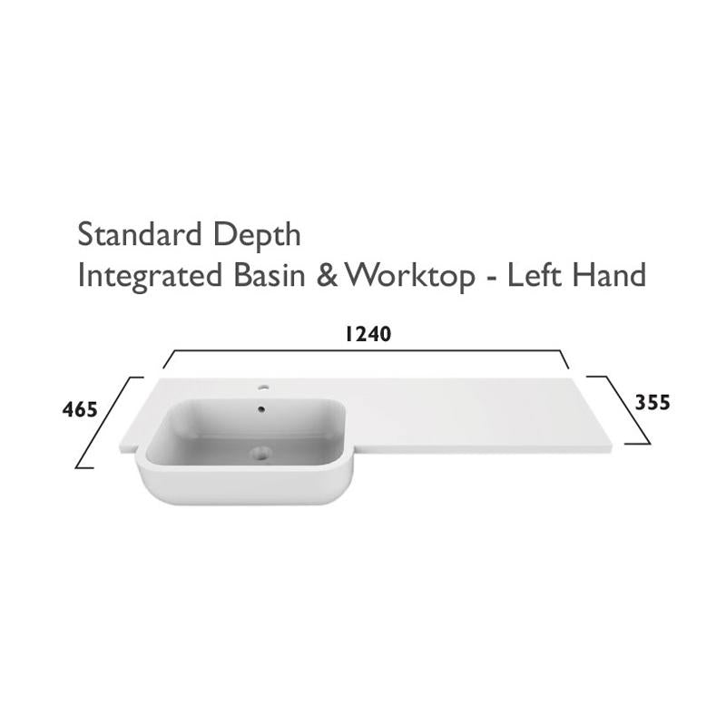 Tavistock Isocast 1240mm 1TH Standard Semi-Recessed Worktop Basin
