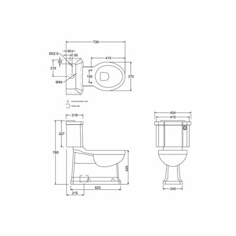 Burlington Close Coupled Concealed Outlet Toilet with Slimline Rear Or