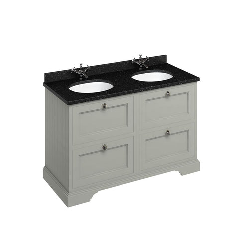 Burlington 1300mm Double Vanity Unit - Floor Standing 4 Drawer Unit wi