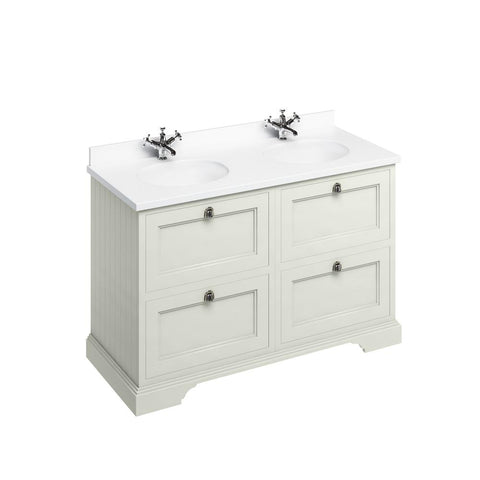 Burlington 1300mm Double Vanity Unit - Floor Standing 4 Drawer Unit wi