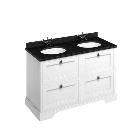 Burlington 1300mm Double Vanity Unit - Floor Standing 4 Drawer Unit wi