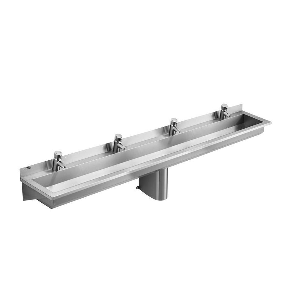Armitage Shanks Calder Stainless Steel Washing Trough 240cm Long, 4 Ta