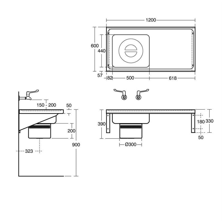 Armitage Shanks Clyde Plaster Sink Left Hand Sink with Work Surface St