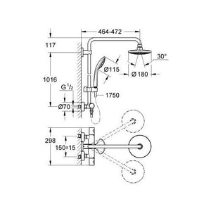 Grohe Euphoria 180 Thermostatic Shower System - Chrome - 27296001