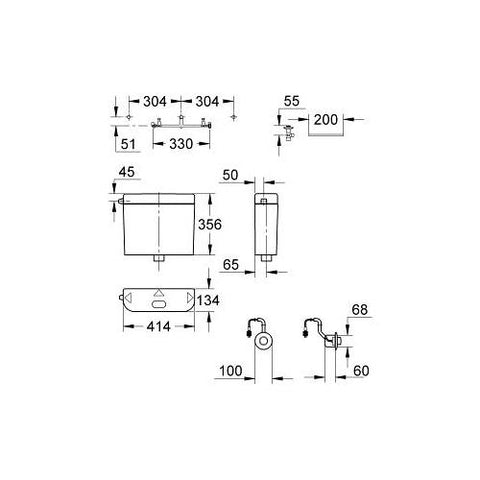 Grohe Flushing Cistern for WC with Copper Pipe