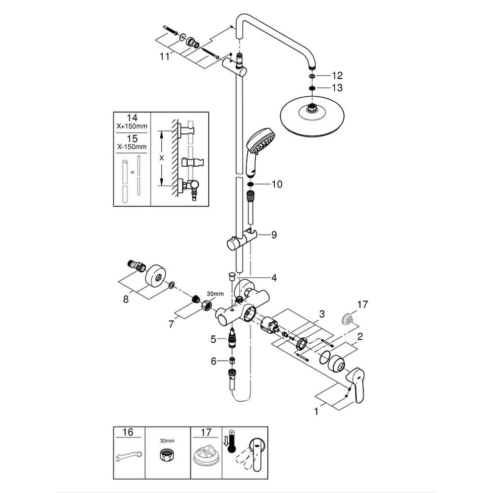 Grohe Tempesta Cosmopolitan System Shower System with Single Lever for