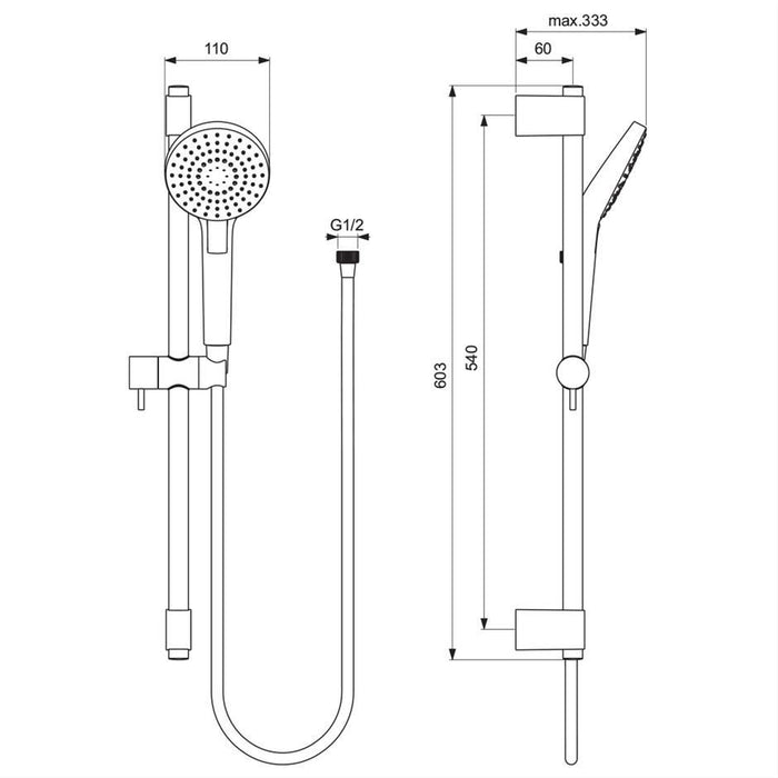 Ideal Standard Idealrain Evo shower kit with 3 function round 110mm ha
