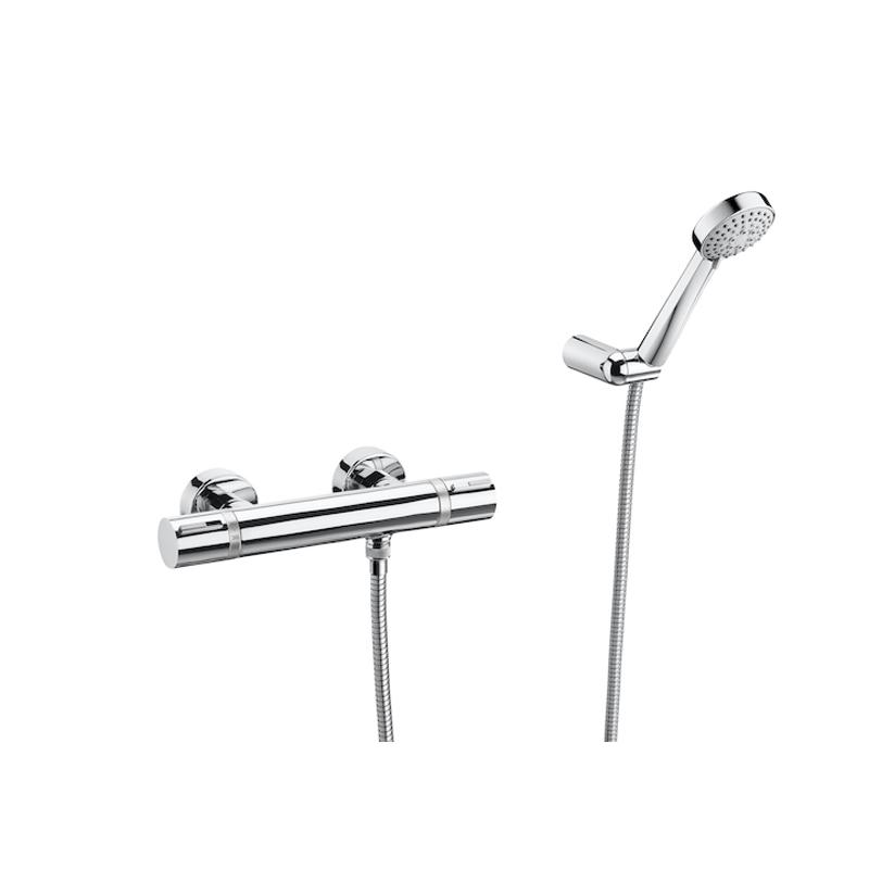 Roca T-1000 Wall-Mounted Thermostatic Shower Mixer with Handset, Hose