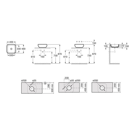 Roca Urban New York 400mm 0TH Countertop Basin