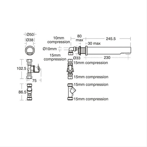 Armitage Shanks Sensorflow 21 Compact Tubular Panel Mounted 230mm Proj